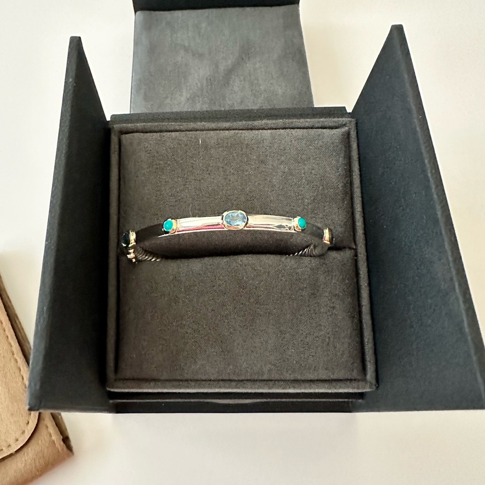 Authentic David Yurman Sterling Silver 18kt Gold Blue… - Gem